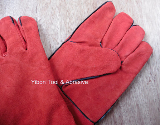 China High quality 14&quot; Red color Cow Split Welding Gloves/Safety Gloves / Working Gloves supplier