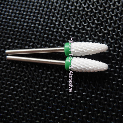 China Flame Shape Green color 3/32&quot; Shank Ceramic Nail Polishing bur for Art Manicure supplier